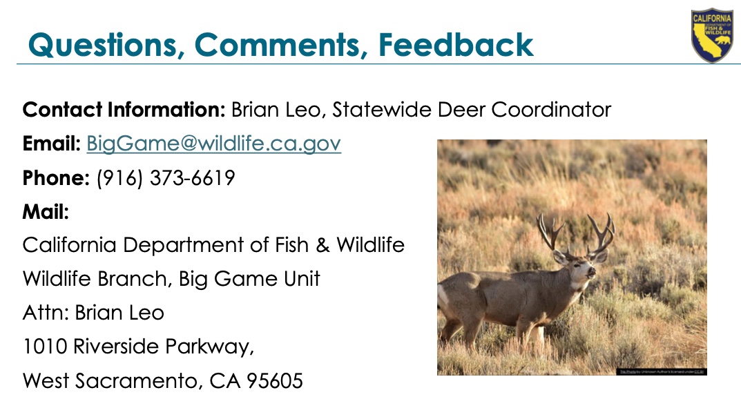 Manage deer populations for their long- term viability report from CDFW ...